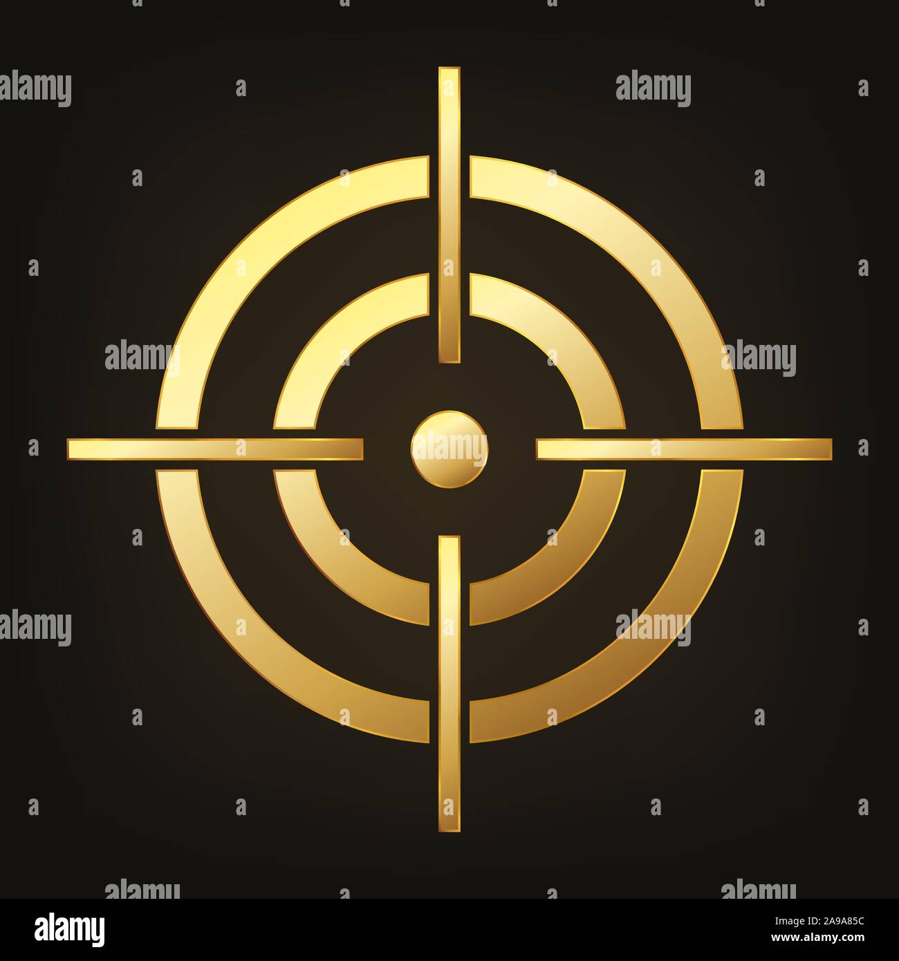 Gold Target icon. Vector illustration. Golden Aim icon. Crosshair icon ...