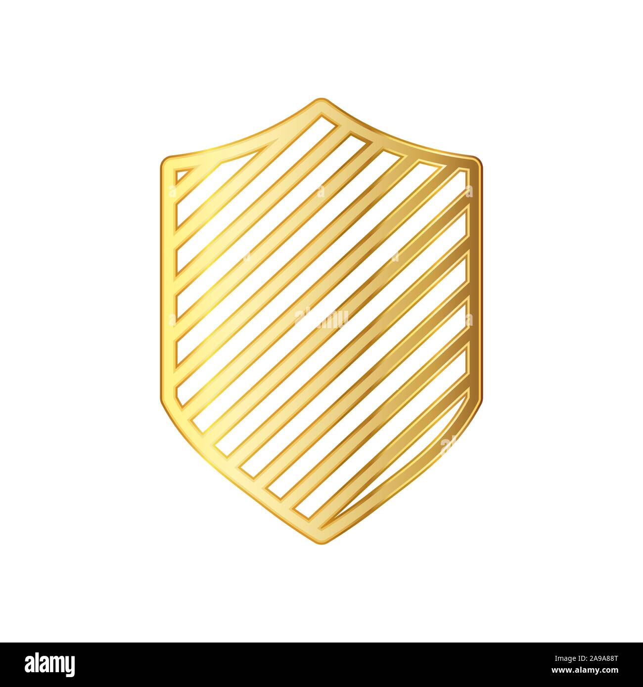 Golden shield icon. Vector illustration. Golden shield isolated on ...