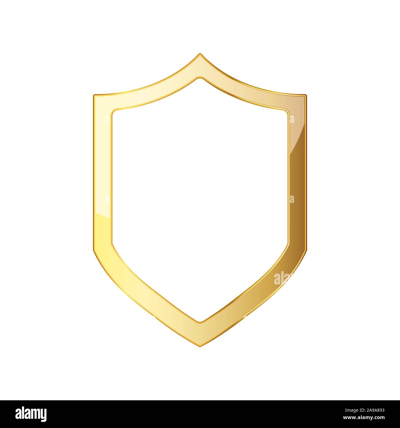 Golden shield icon. Vector illustration. Golden shield isolated on ...
