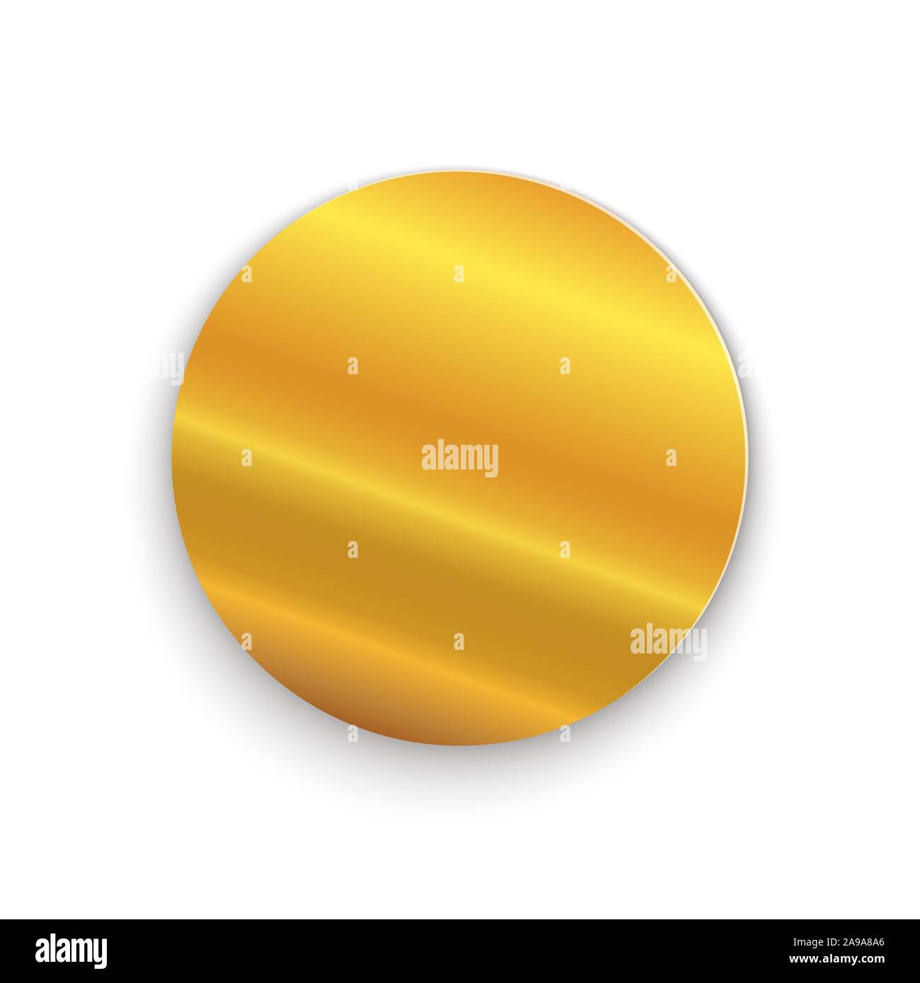 Golden circle plate. Vector illustration. Golden metal round medal ...