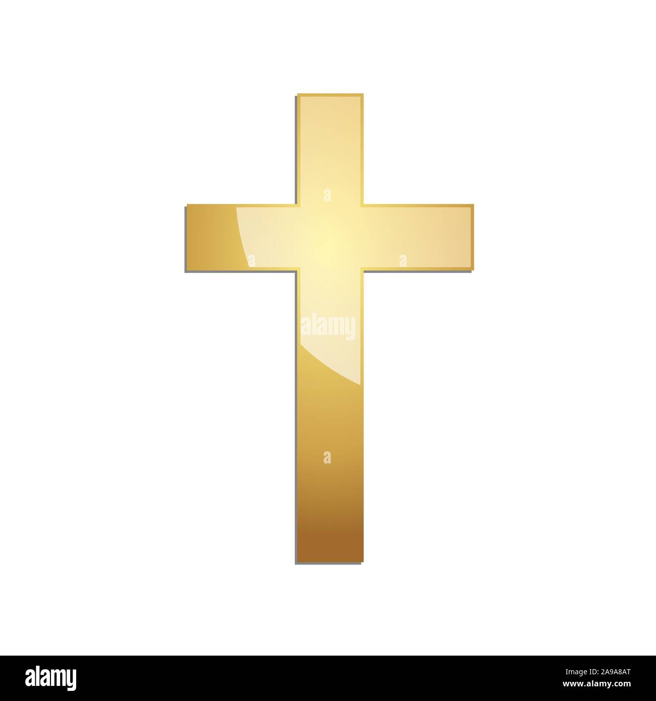 Golden Christian cross icon. Vector illustration. Golden Christian ...