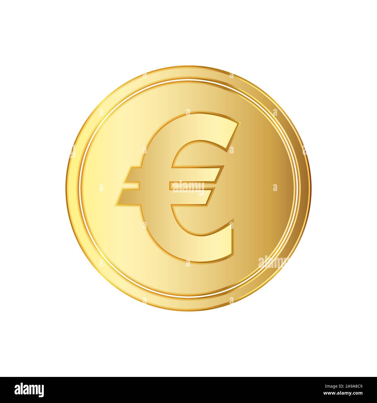 Golden euro coin icon. Vector illustration. Golden euro coin isolated ...