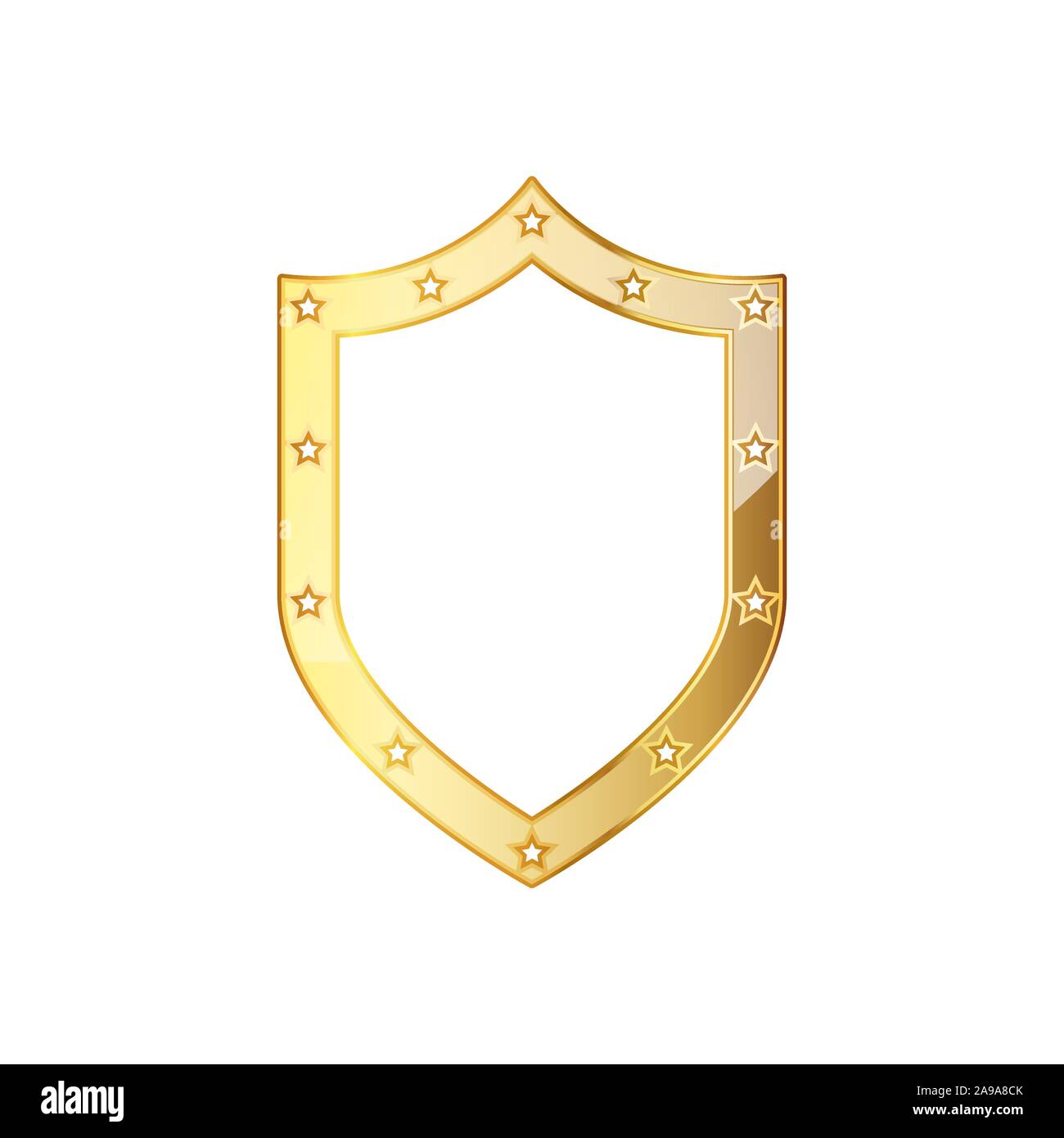 Golden shield icon. Vector illustration. Golden shield isolated on ...