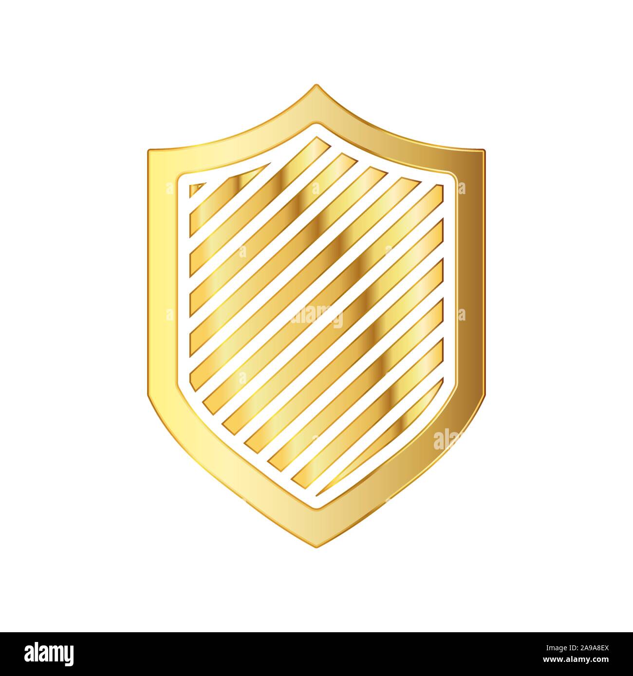 Golden shield icon. Vector illustration. Golden shield isolated on ...