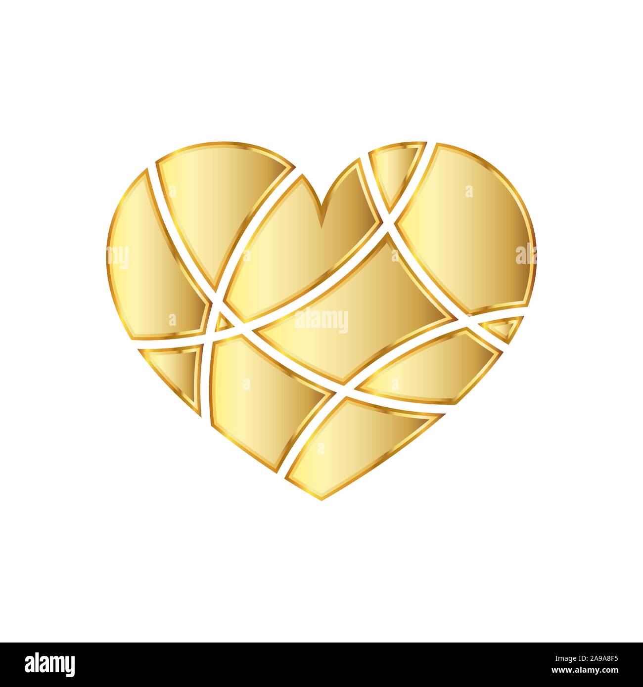 Golden heart icon. Vector illustration. Golden heart symbol on white ...
