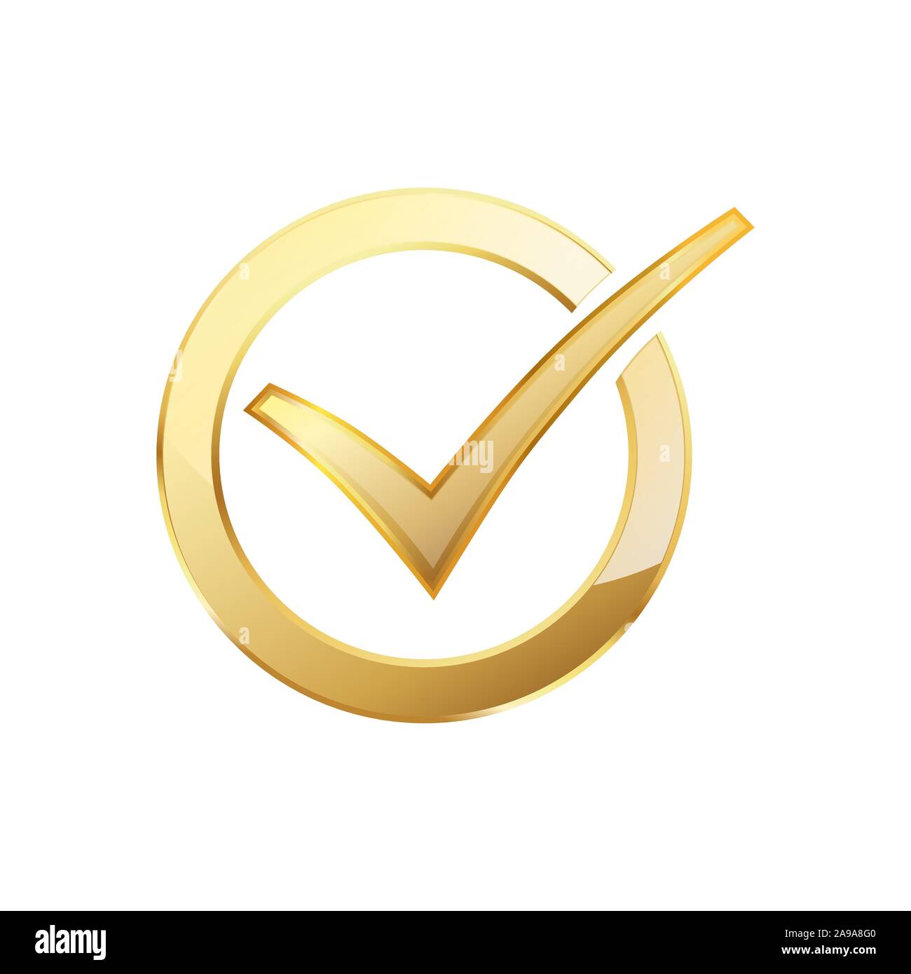 Golden check mark inside in the golden circle. Vector illustration ...