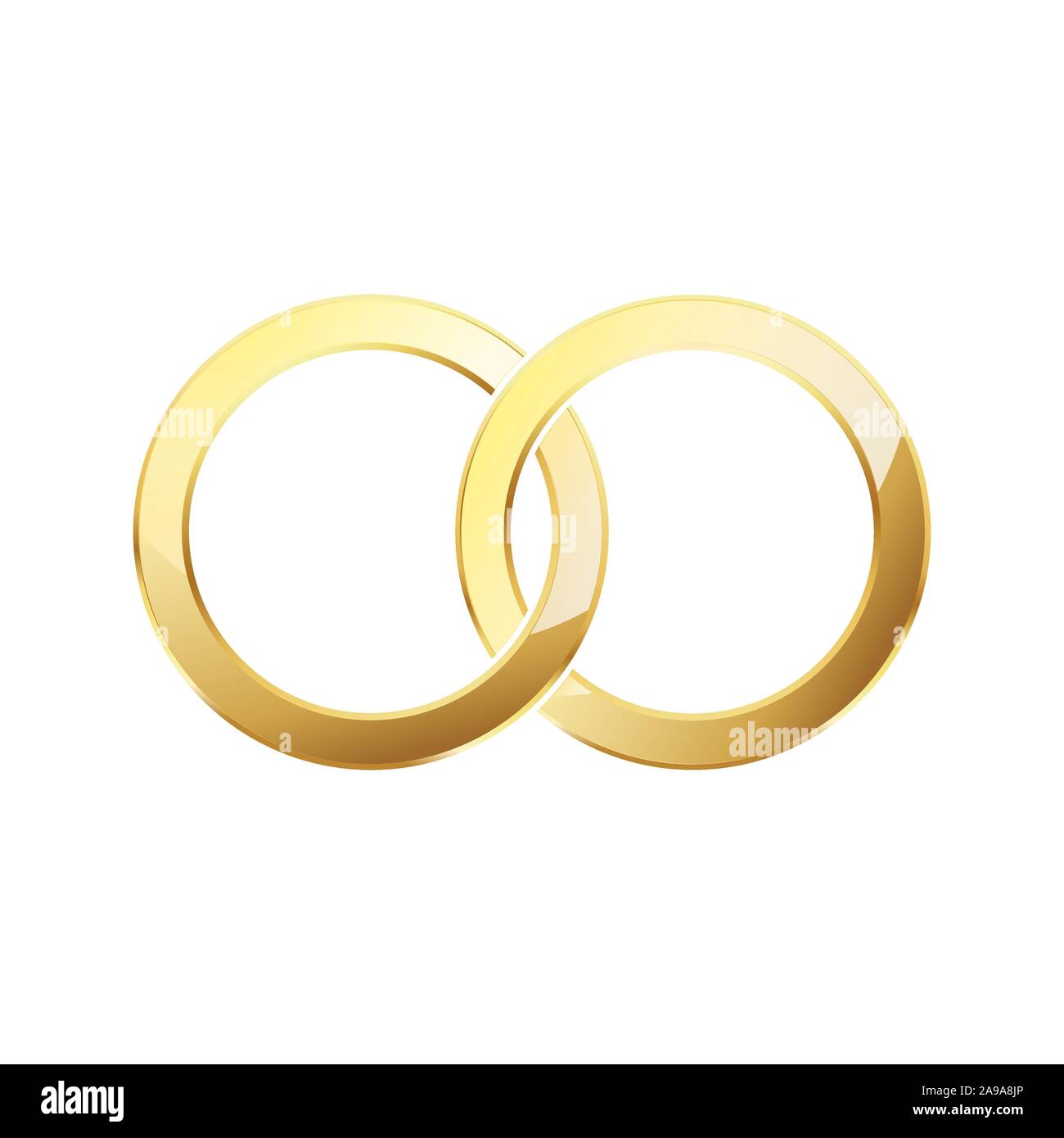 Golden wedding rings. Couple of gold wedding rings isolated on white ...