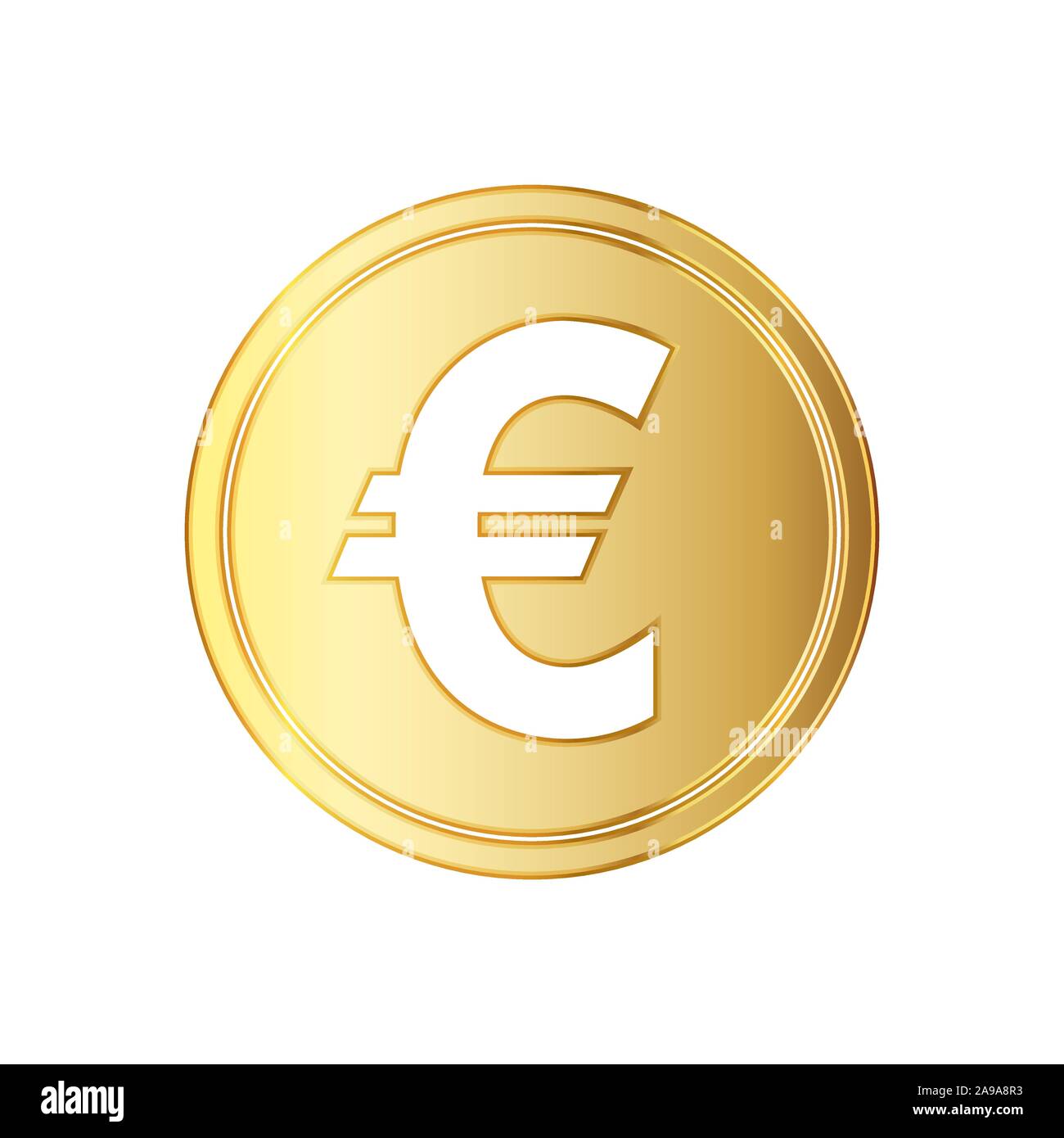 Golden euro coin icon. Vector illustration. Golden euro coin isolated ...