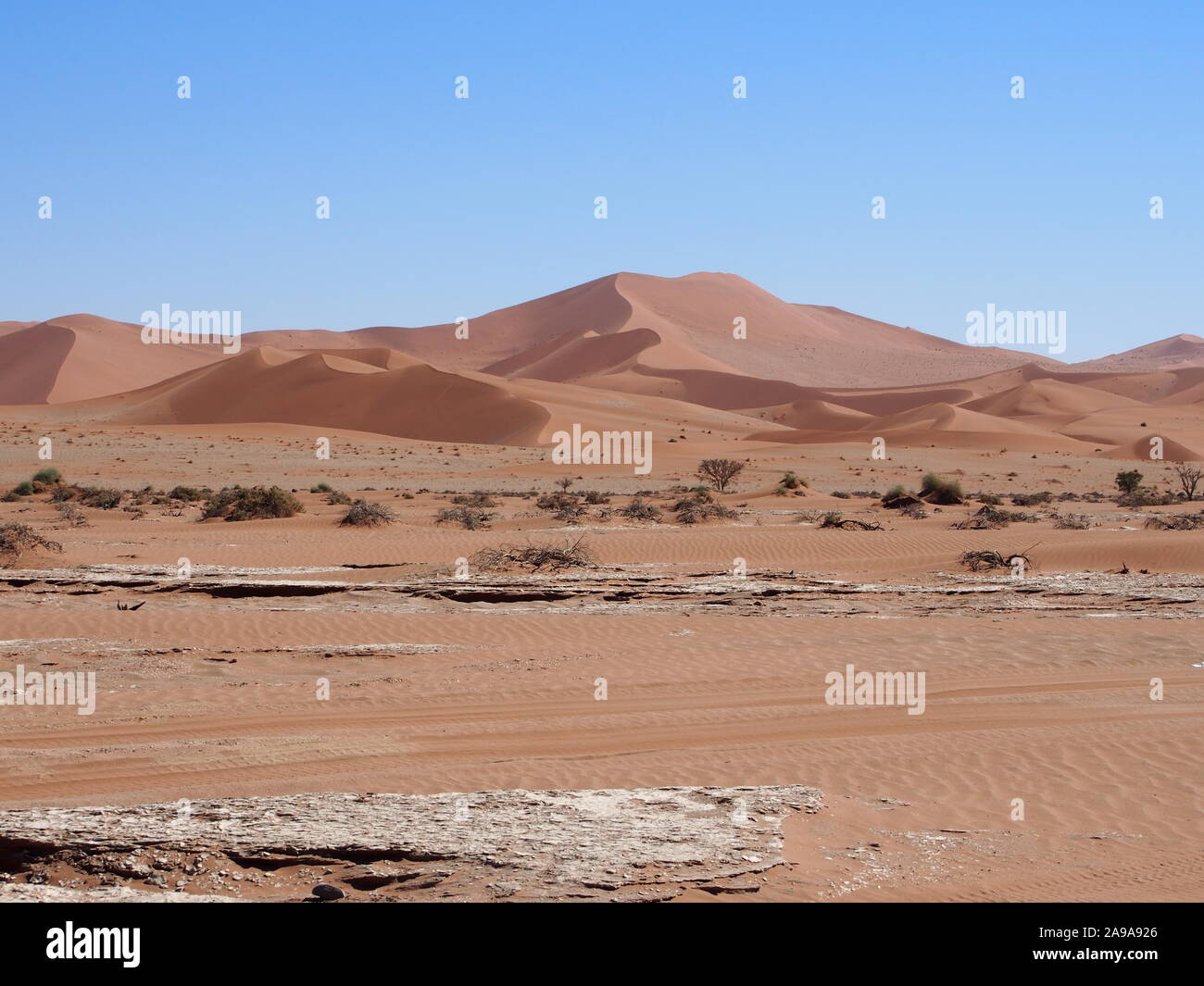 Sand dunes and desert landscape at Sossusvlei, Namibia Stock Photo - Alamy
