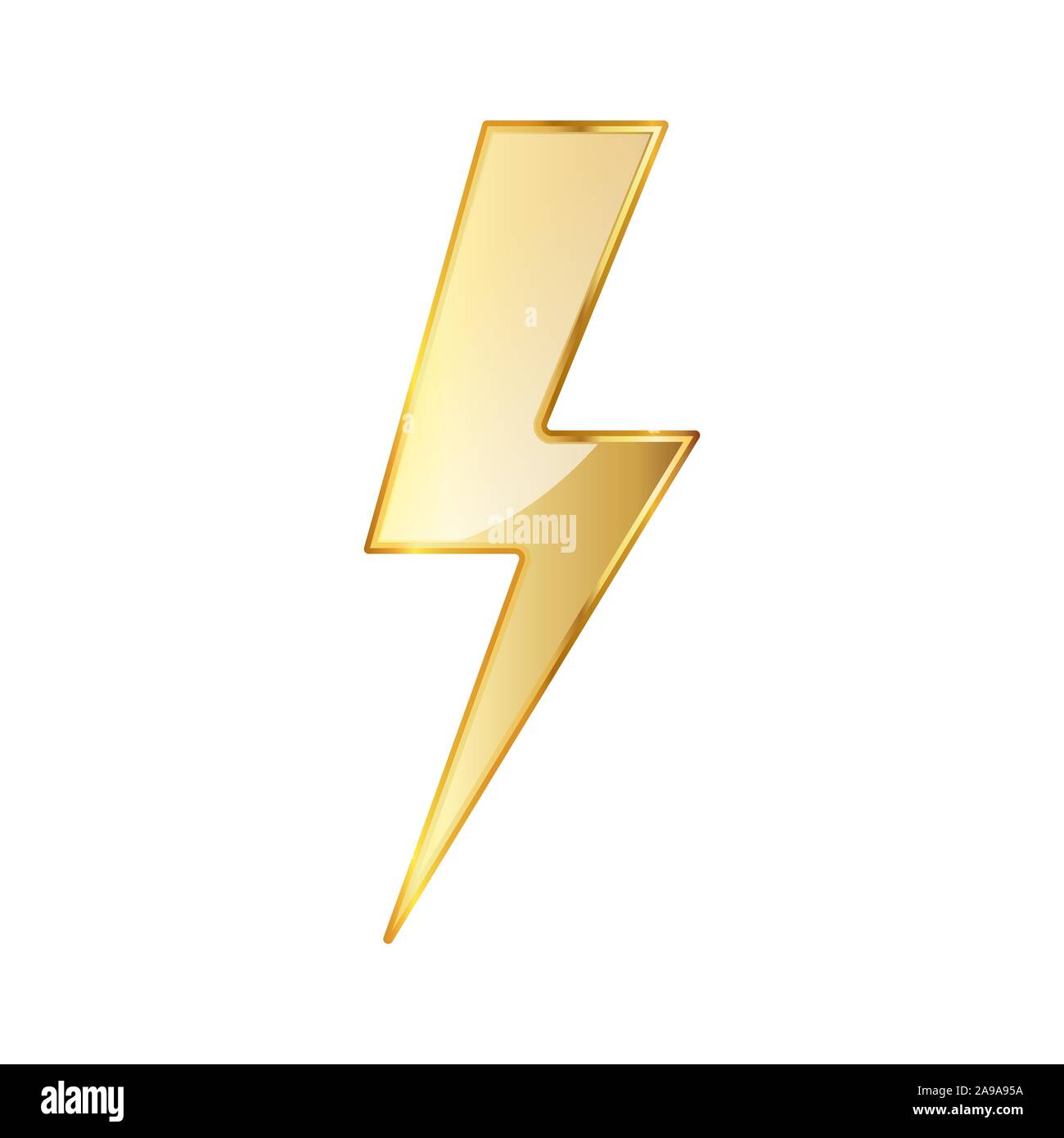 Lightning icon. Vector illustration. Golden lightning icon isolated on ...