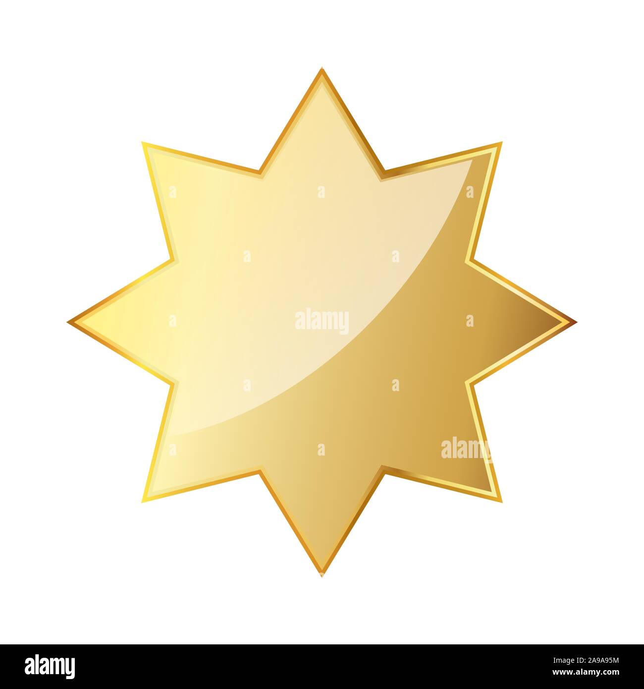 Golden octagonal star icon. Vector illustration. Glossy golden star ...