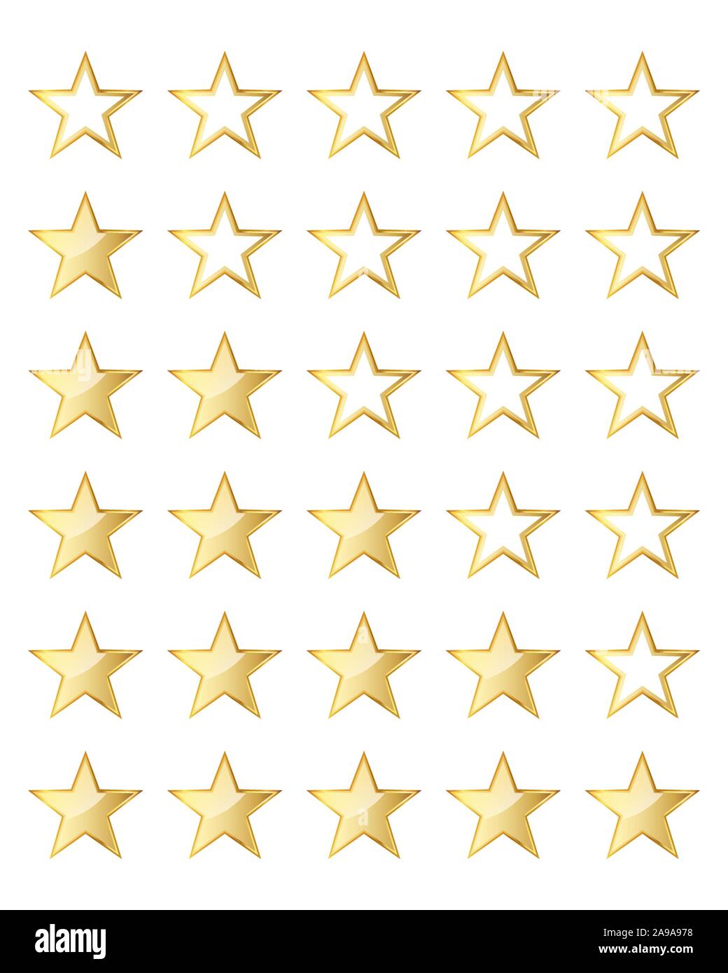 Golden stars rating template isolated on white background. Vector ...
