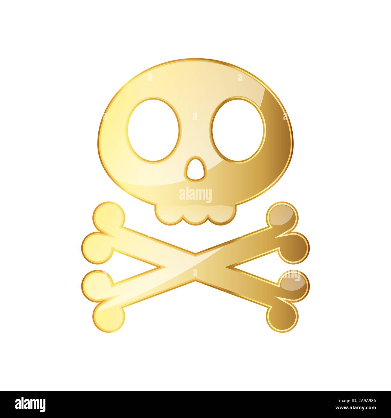 Golden skull with crossbones. Vector illustration. Golden human skull ...