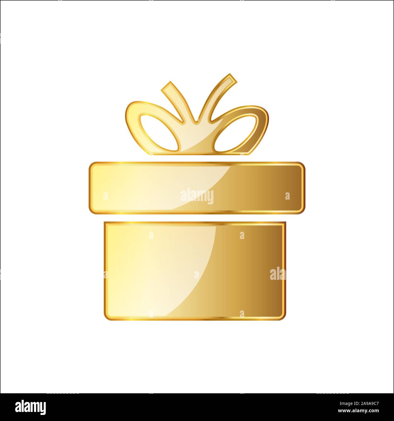 Golden gift box icon, isolated on white background. Golden gift with ...