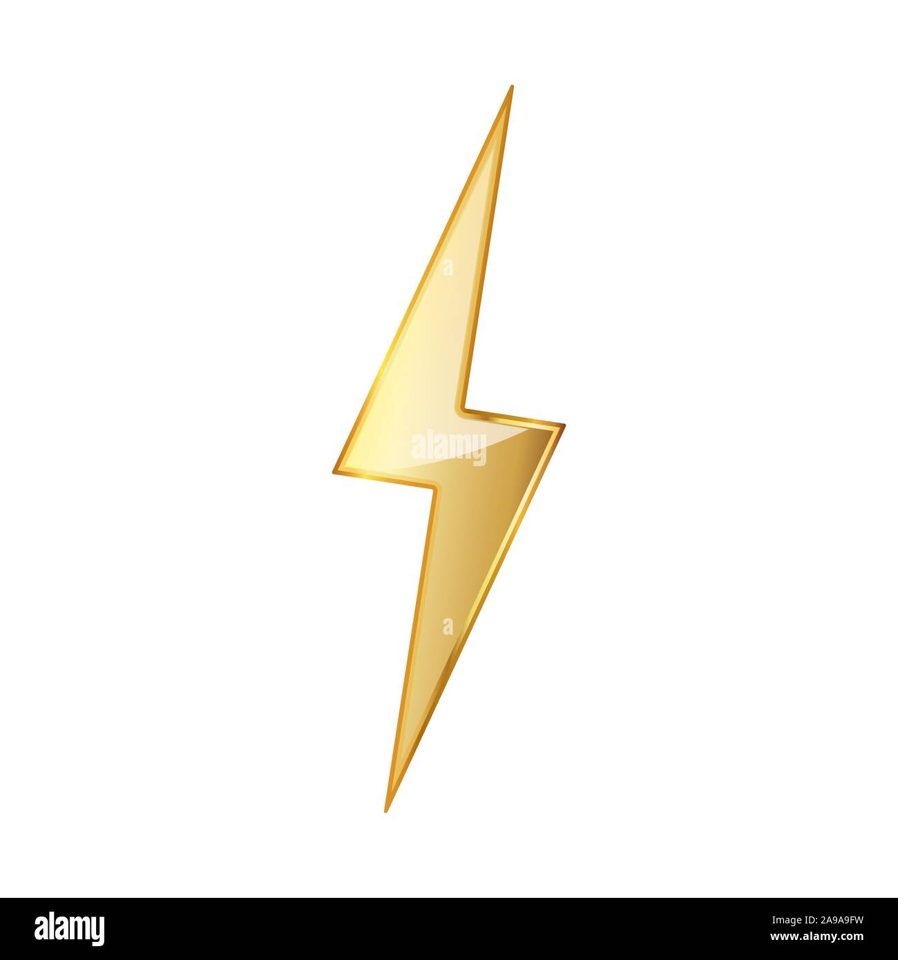 Lightning icon. Vector illustration. Golden lightning icon isolated on ...
