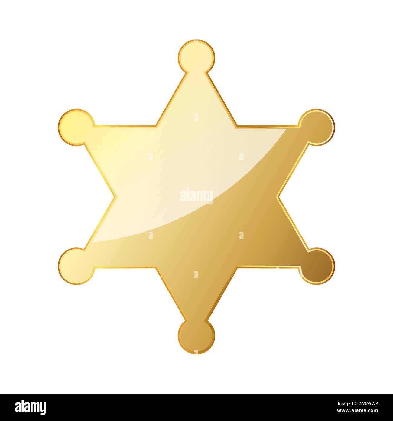 Glossy golden sheriff star, isolated on white background. Vector ...