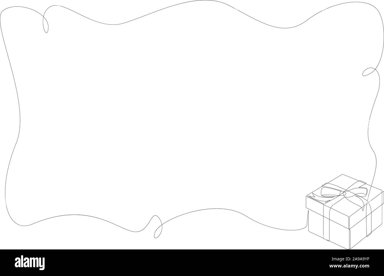 Continuous line drawing of gift box with ribbon bow. Template for your ...
