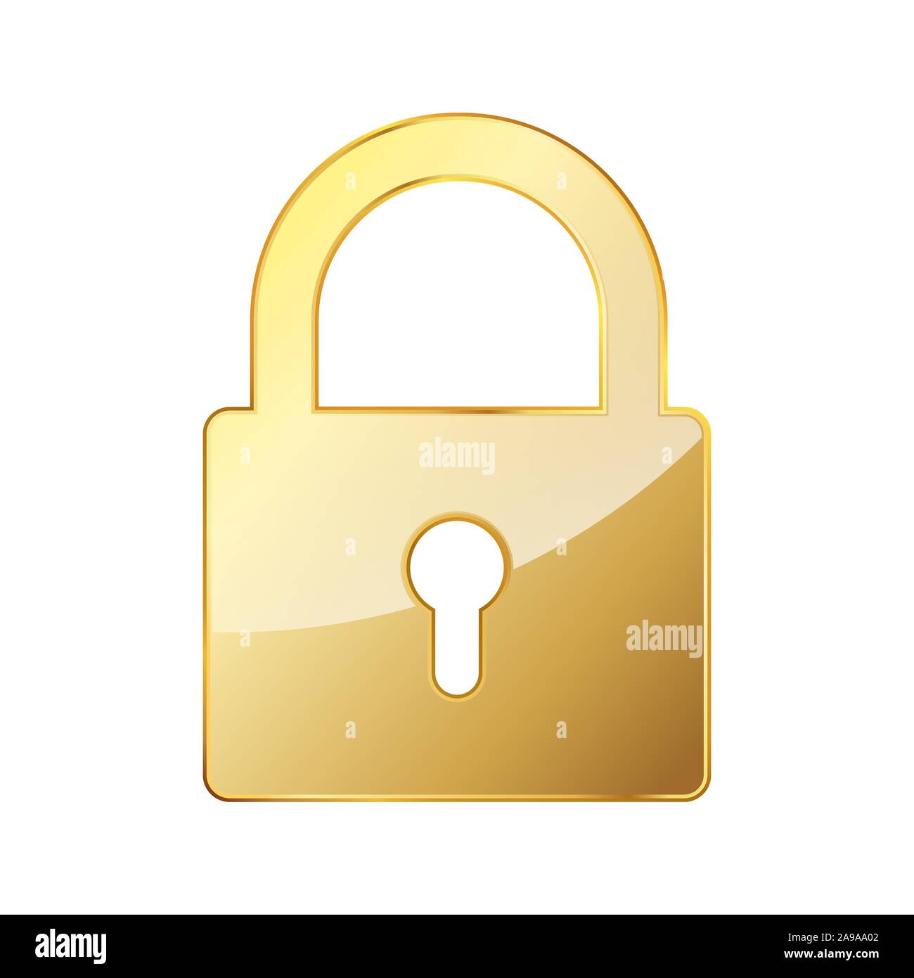 Gold lock icon. Vector illustration. Golden padlock sign, isolated on ...