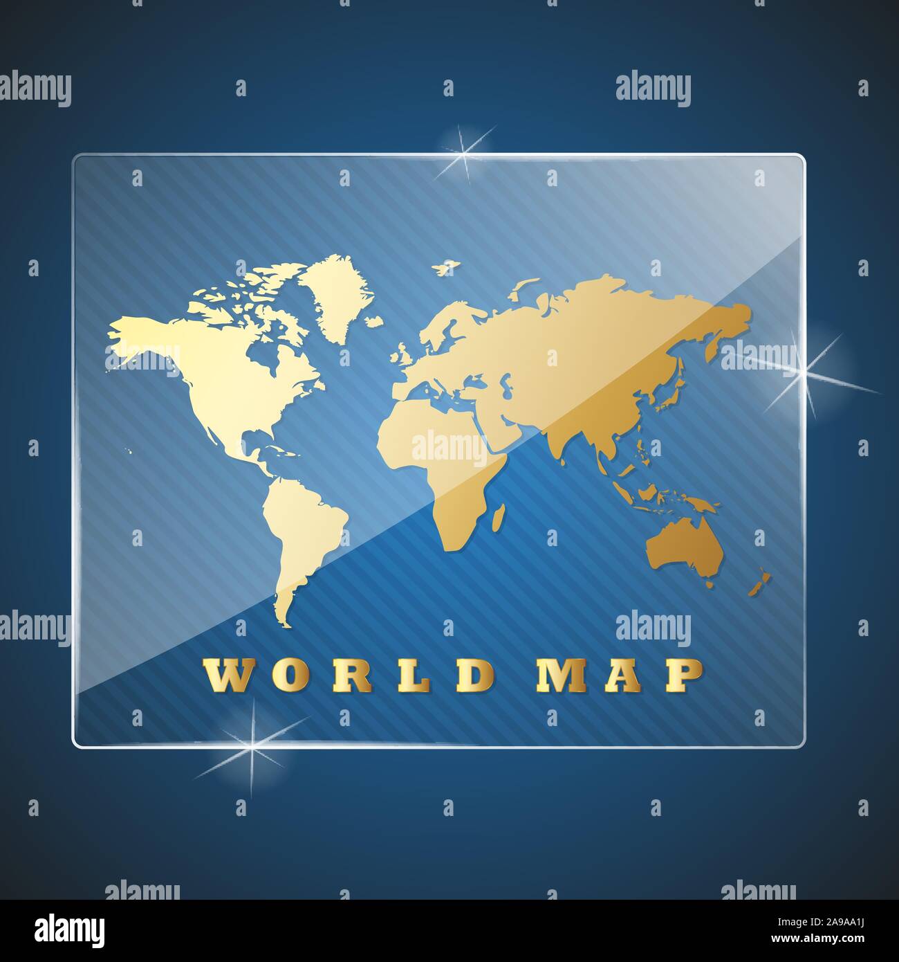 Glass trophy awards with World map. Vector illustration. Golden map on ...