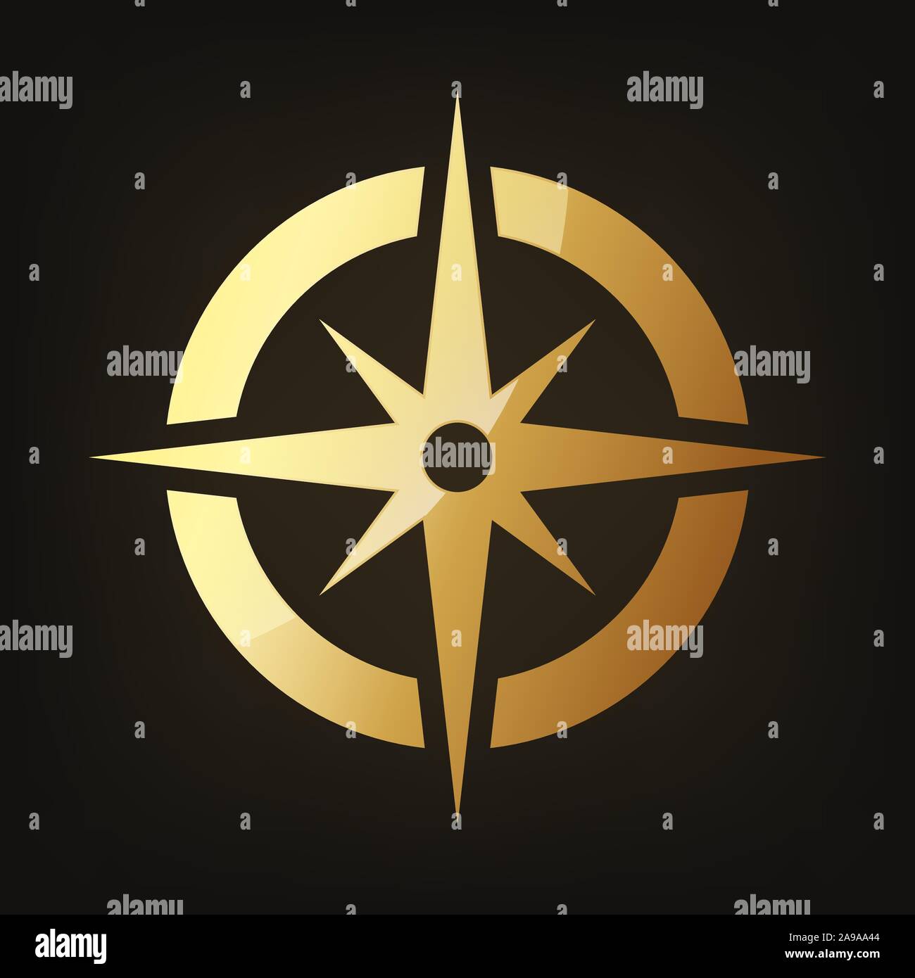 Gold Compass Icon Vector Illustration Compass Sign On Dark Background Stock Vector Image And Art