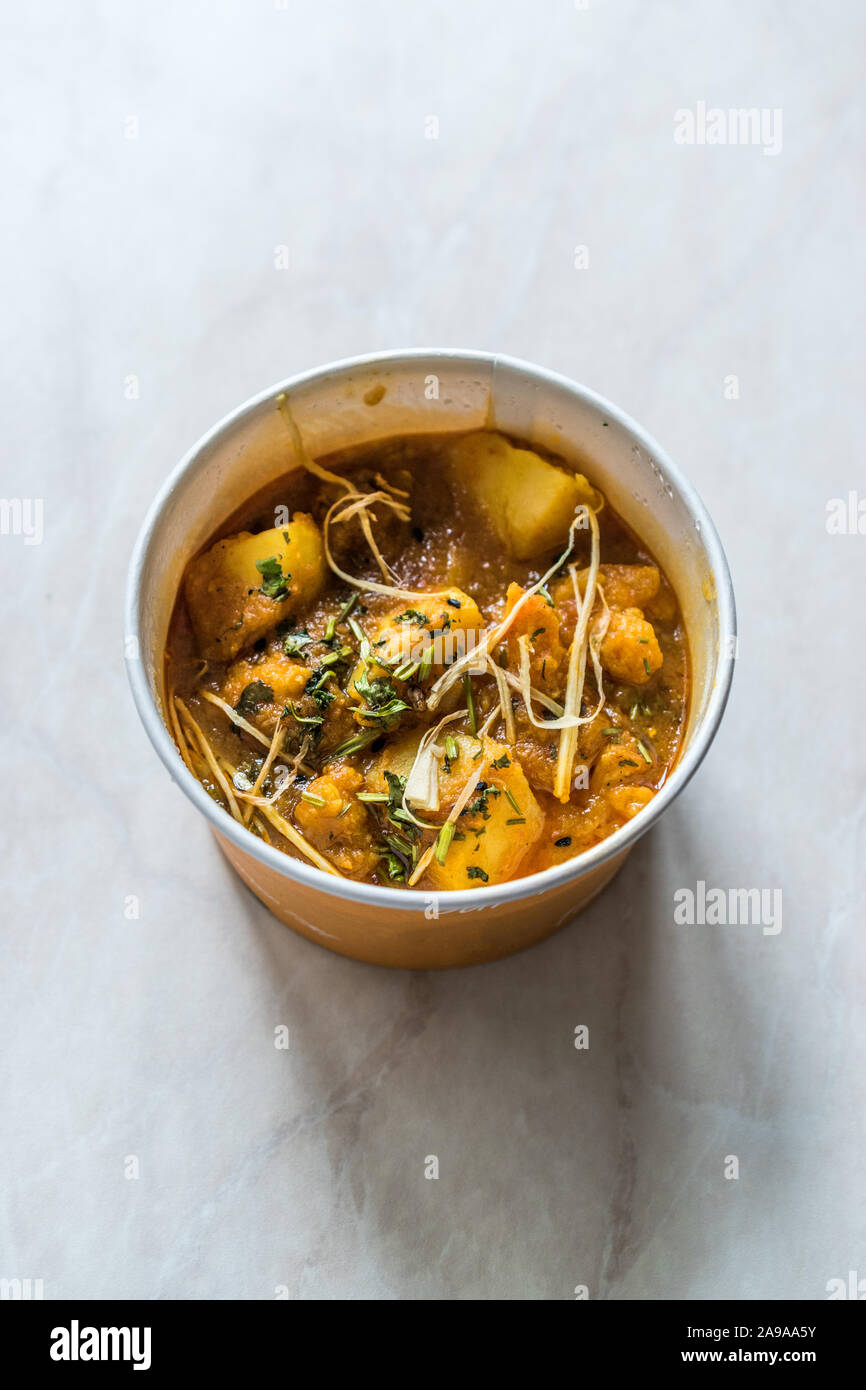 Take Away Indian Food Spicy Masaledar Aloo Gobi with Soybean Sprouts ...