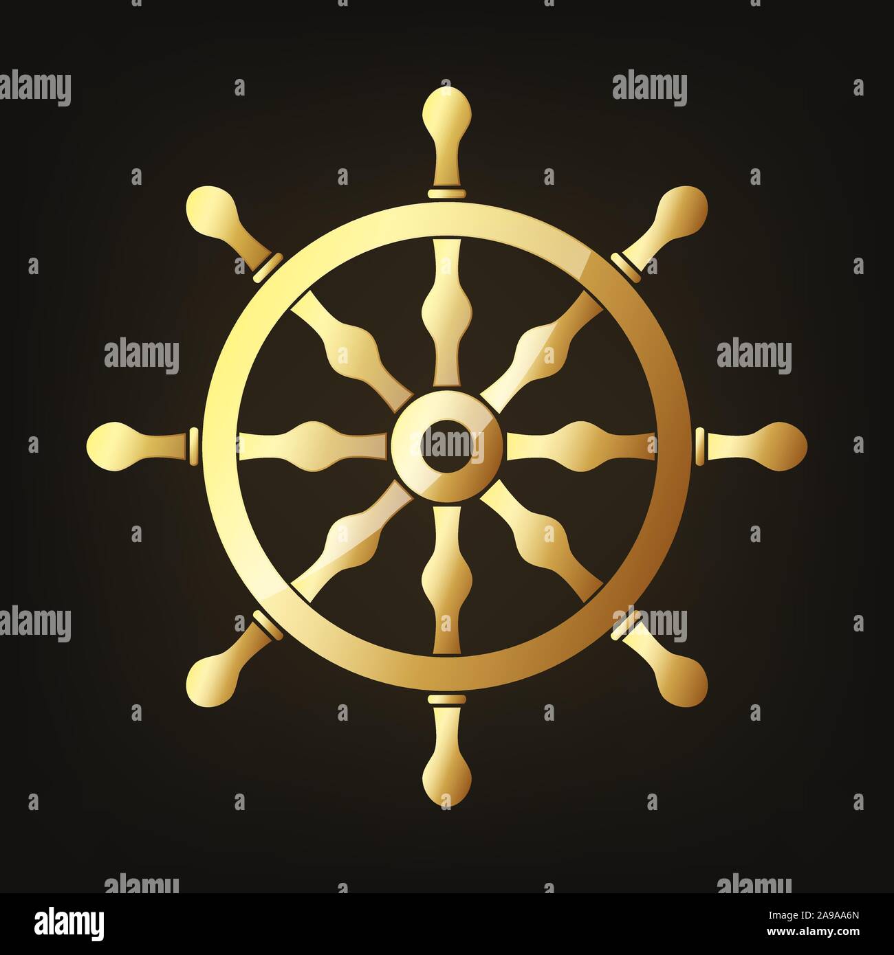 Gold steering wheel icon. Vector illustration. Steering wheel sign on ...