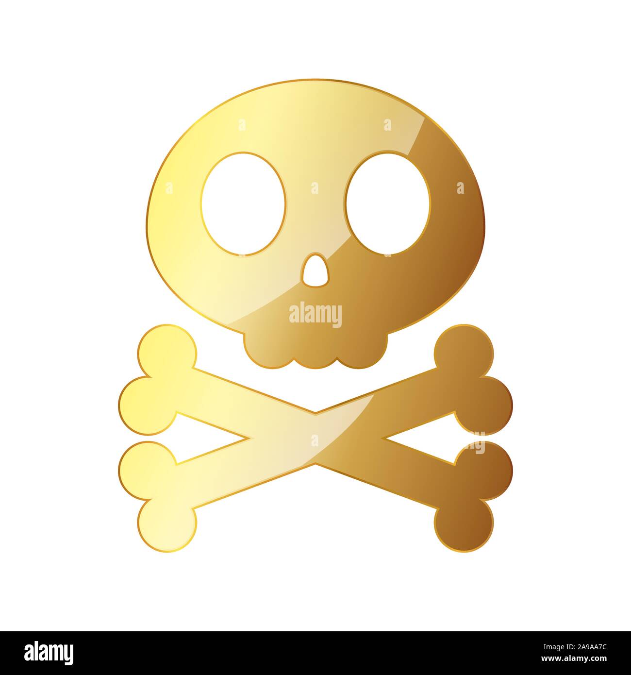 Gold skull with crossbones. Vector illustration. Golden human skull on ...