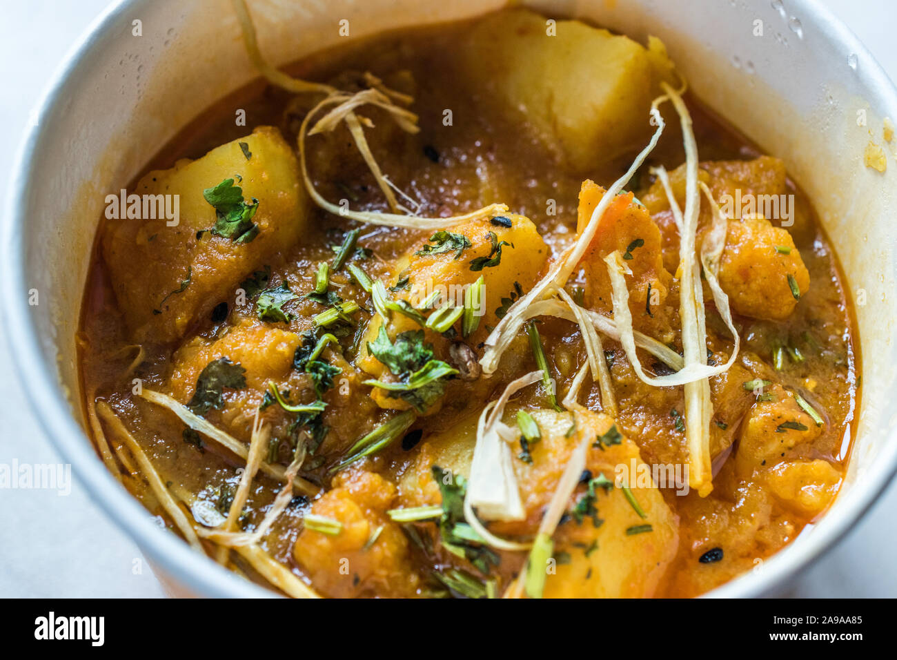 Take Away Indian Food Spicy Masaledar Aloo Gobi with Soybean Sprouts ...