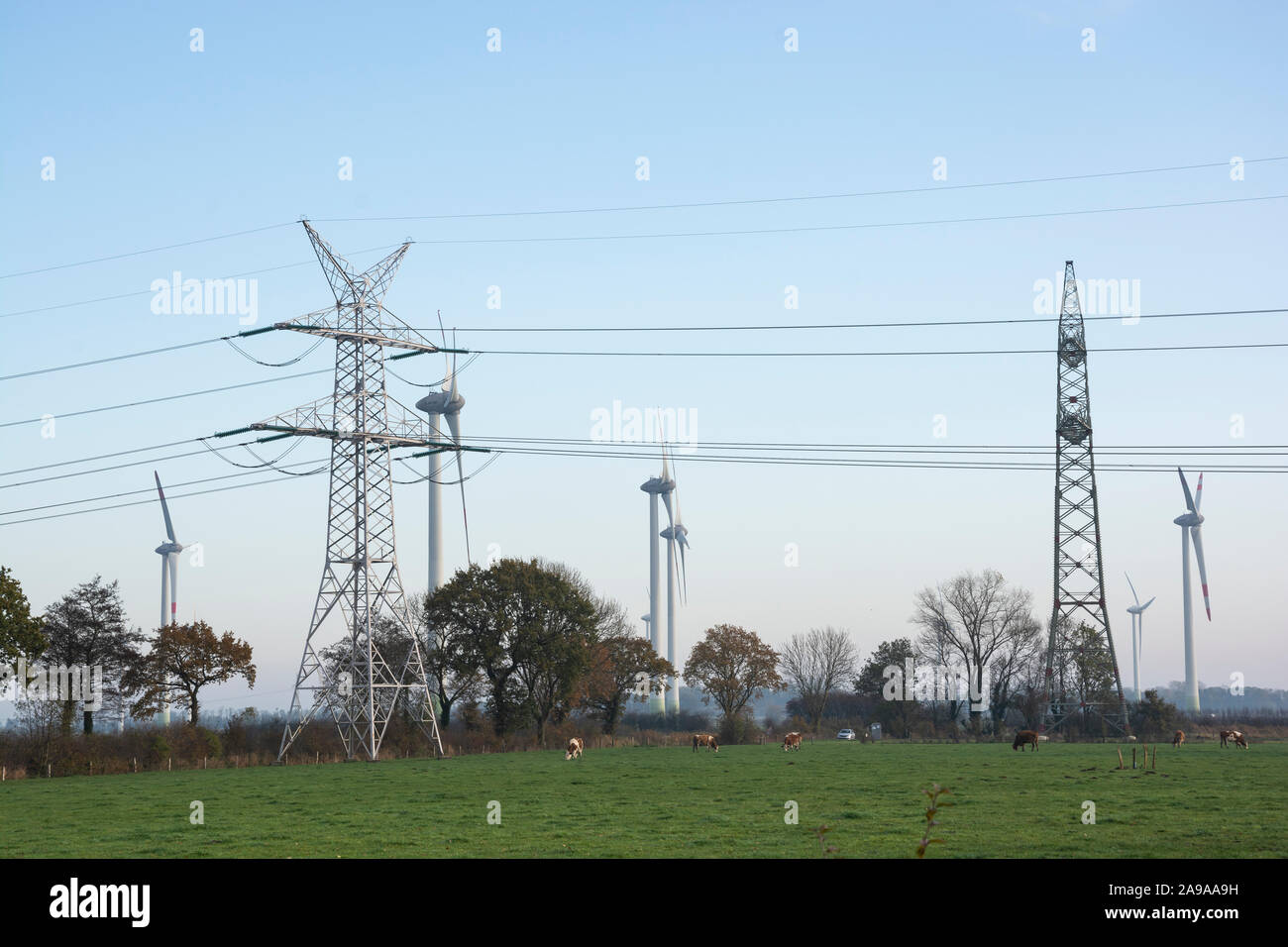 High Voltage Pylon Wind Turbines High Resolution Stock Photography and ...