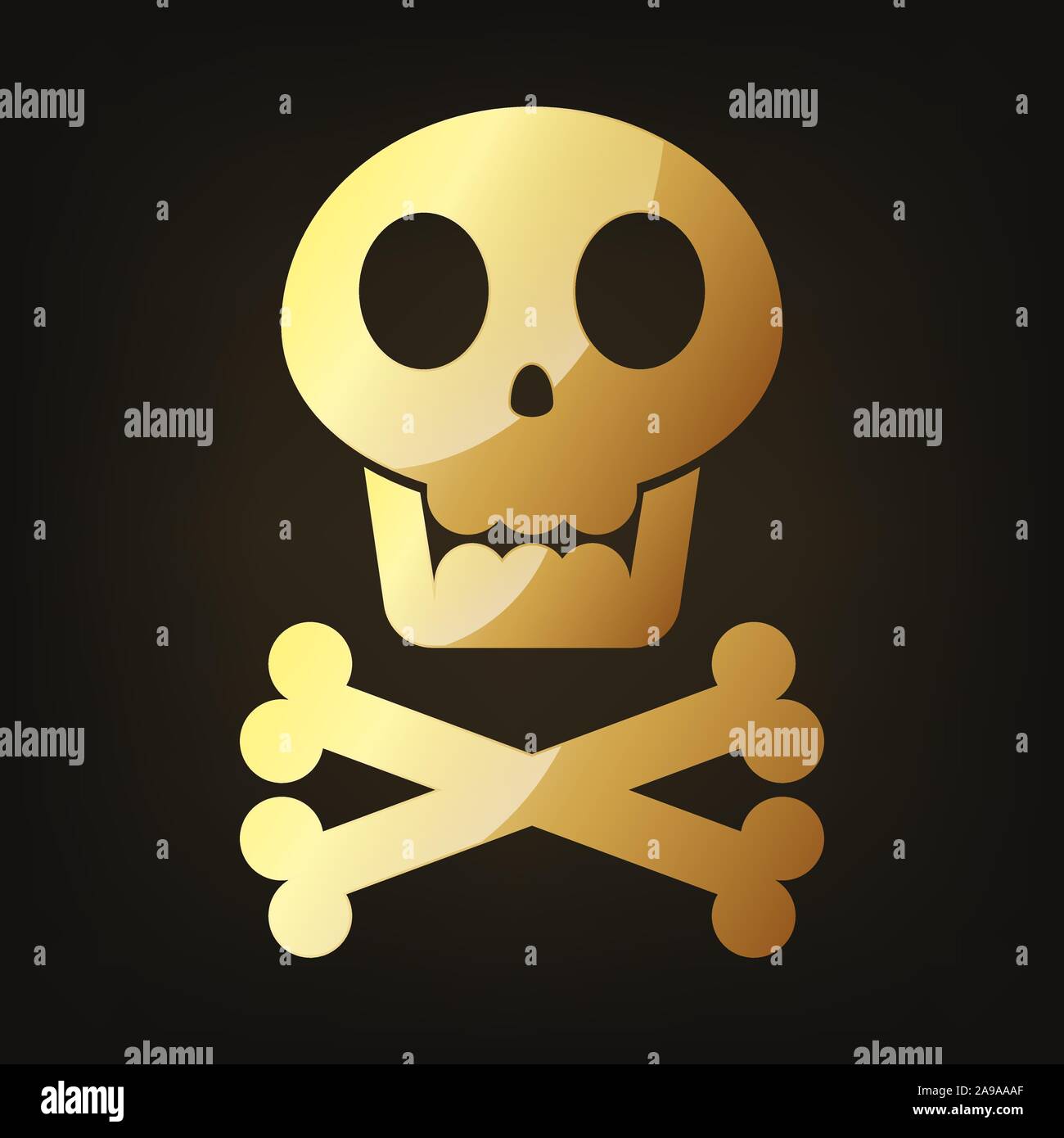 Gold skull with crossbones. Vector illustration. Golden human skull on ...