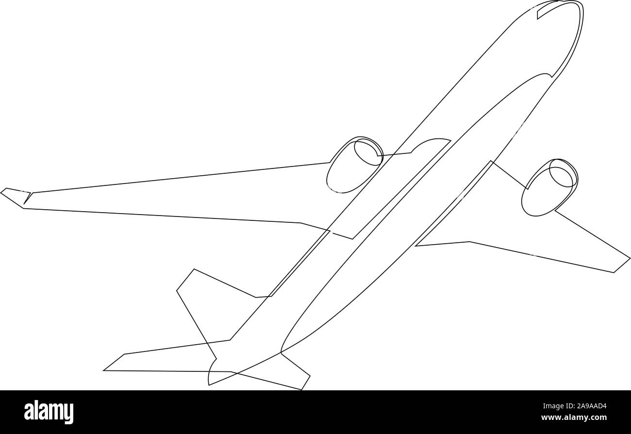 One line airplane isolated on white background, Travel and tourism ...