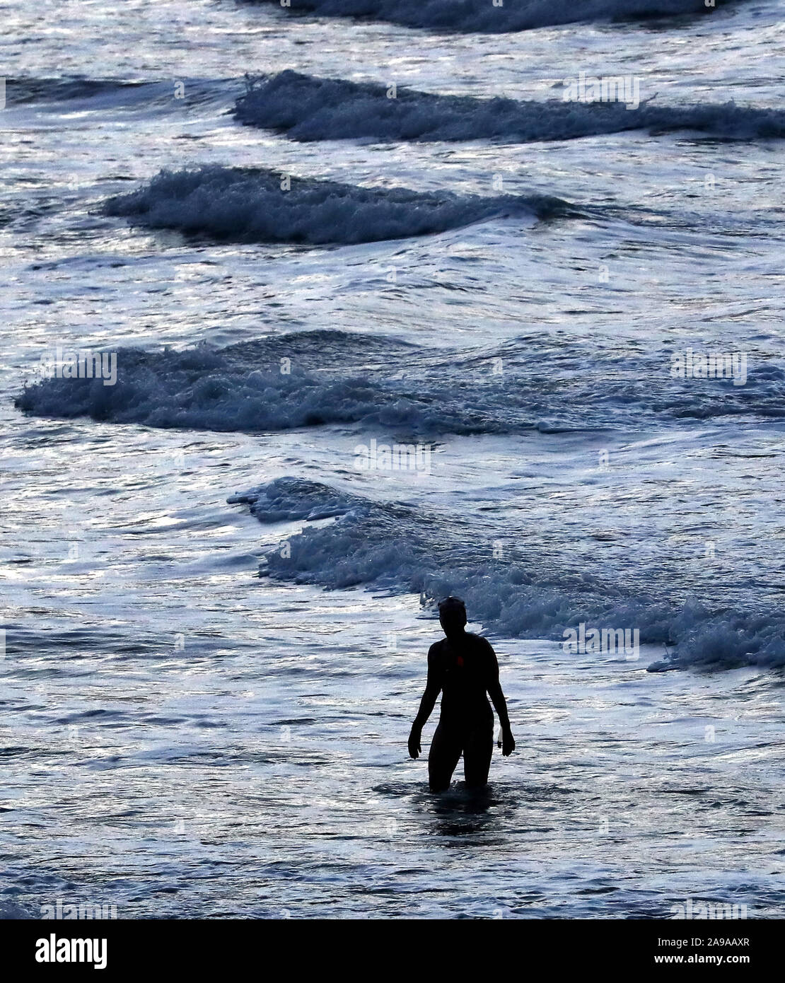 Morning swimmers enter the sea near Brighton Pier Stock Photo - Alamy