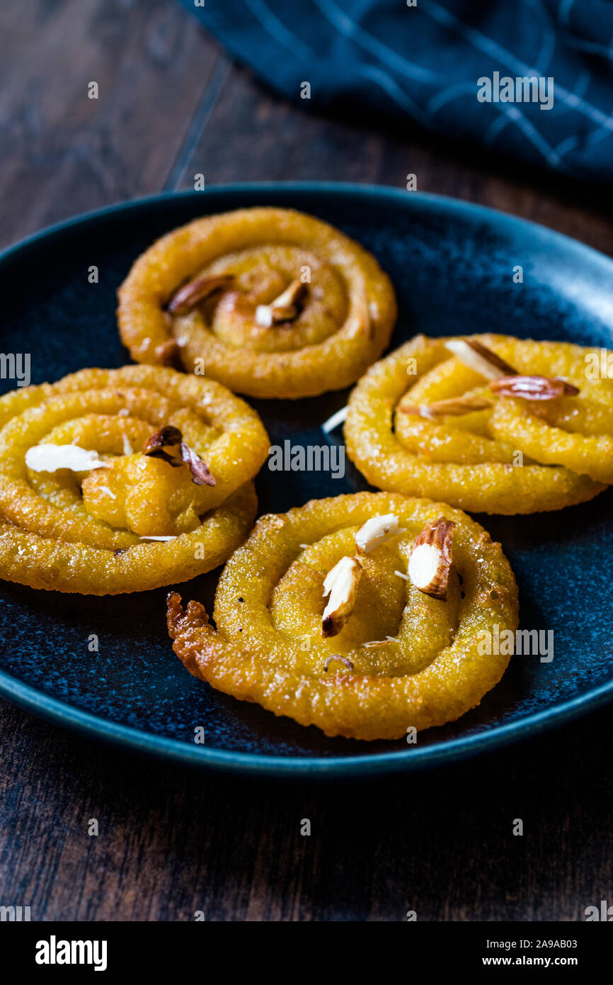 Jalebi or Jilbi or imarati, indian sweet food fried in pure ghee ...