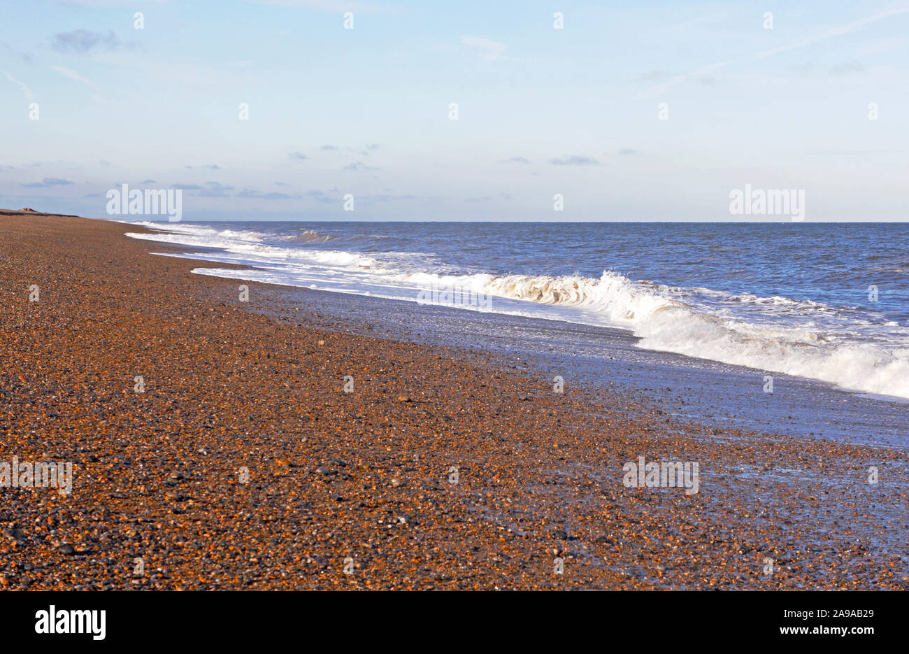 A view of the shingle beach on the North Norfolk coast at Salthouse ...