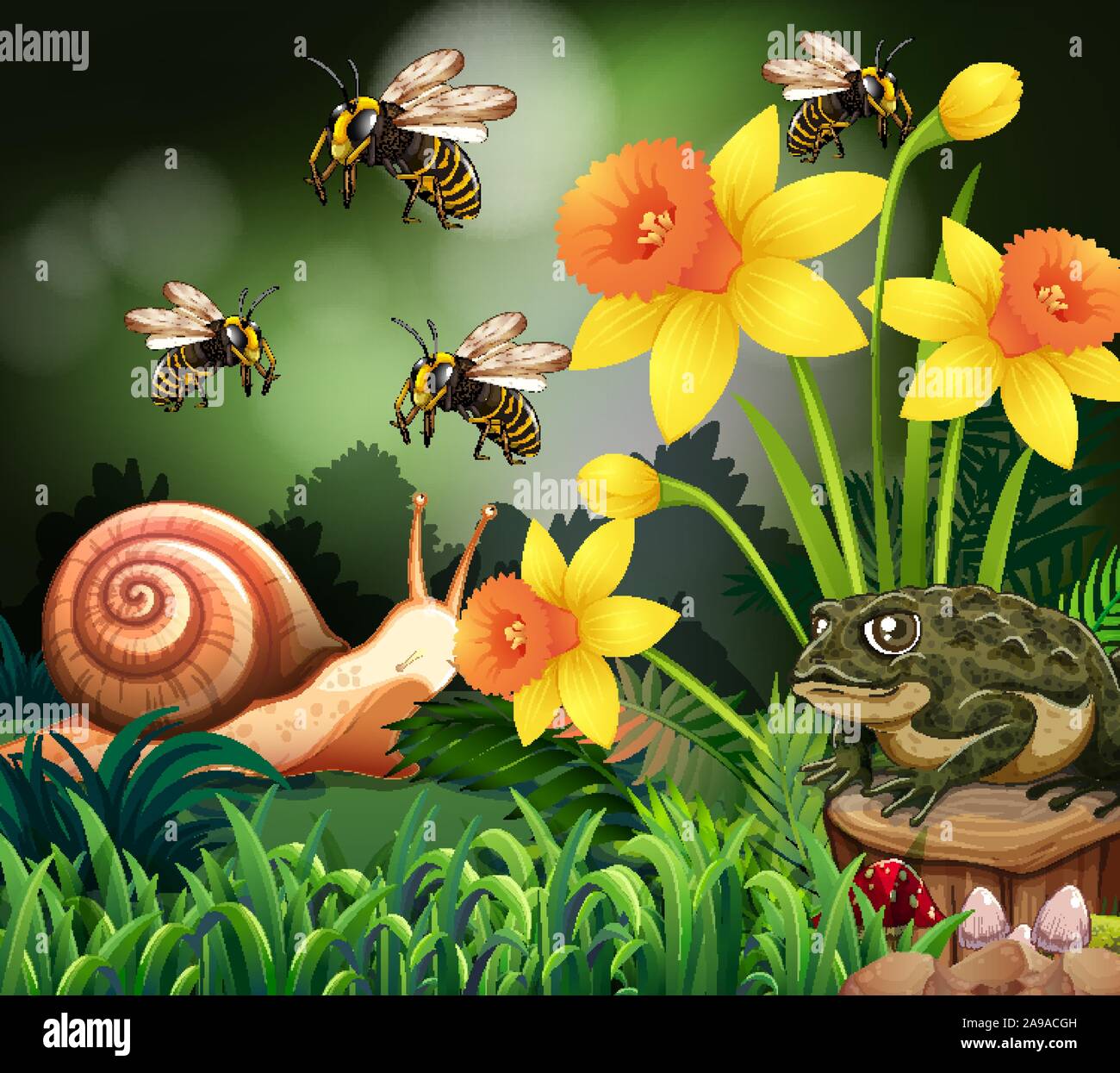 Background scene with nature theme illustration Stock Vector Image ...