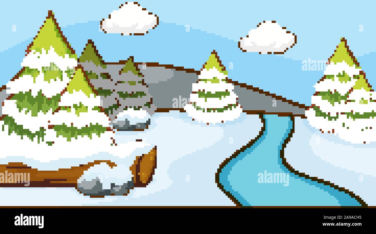 Winter river scenery park Stock Vector Images - Alamy