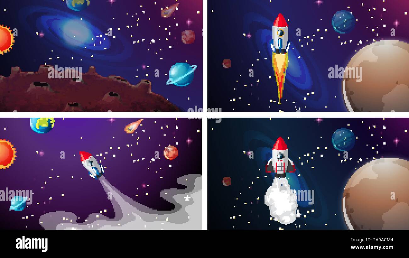 Set of rockets in solar system illustration Stock Vector Image & Art ...