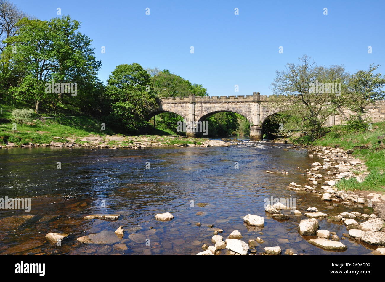 Castellated Footbridge, Barden, River Wharfe, North Yorkshire Stock ...
