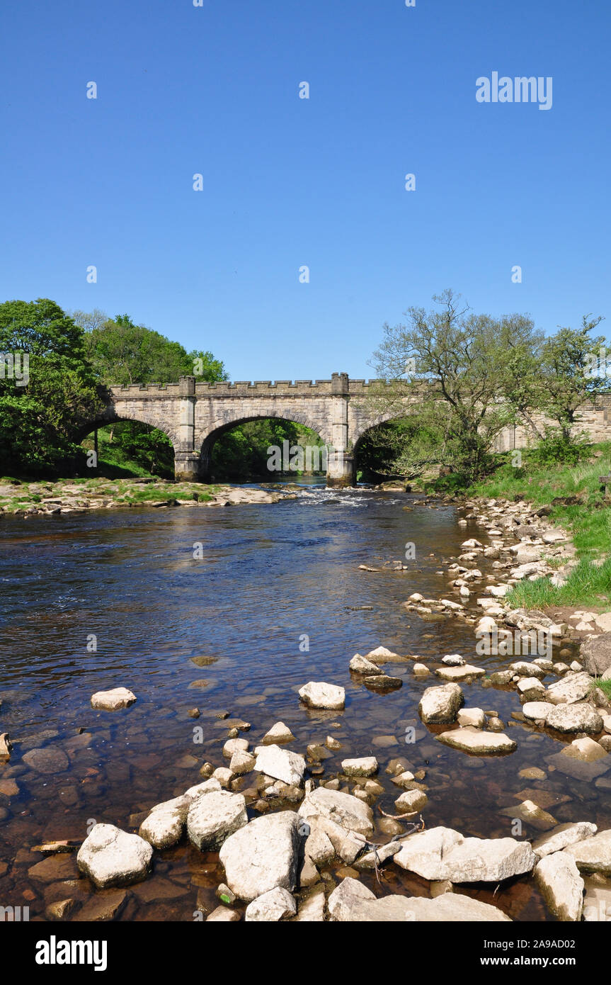 Castellated Footbridge, Barden, River Wharfe, North Yorkshire Stock ...
