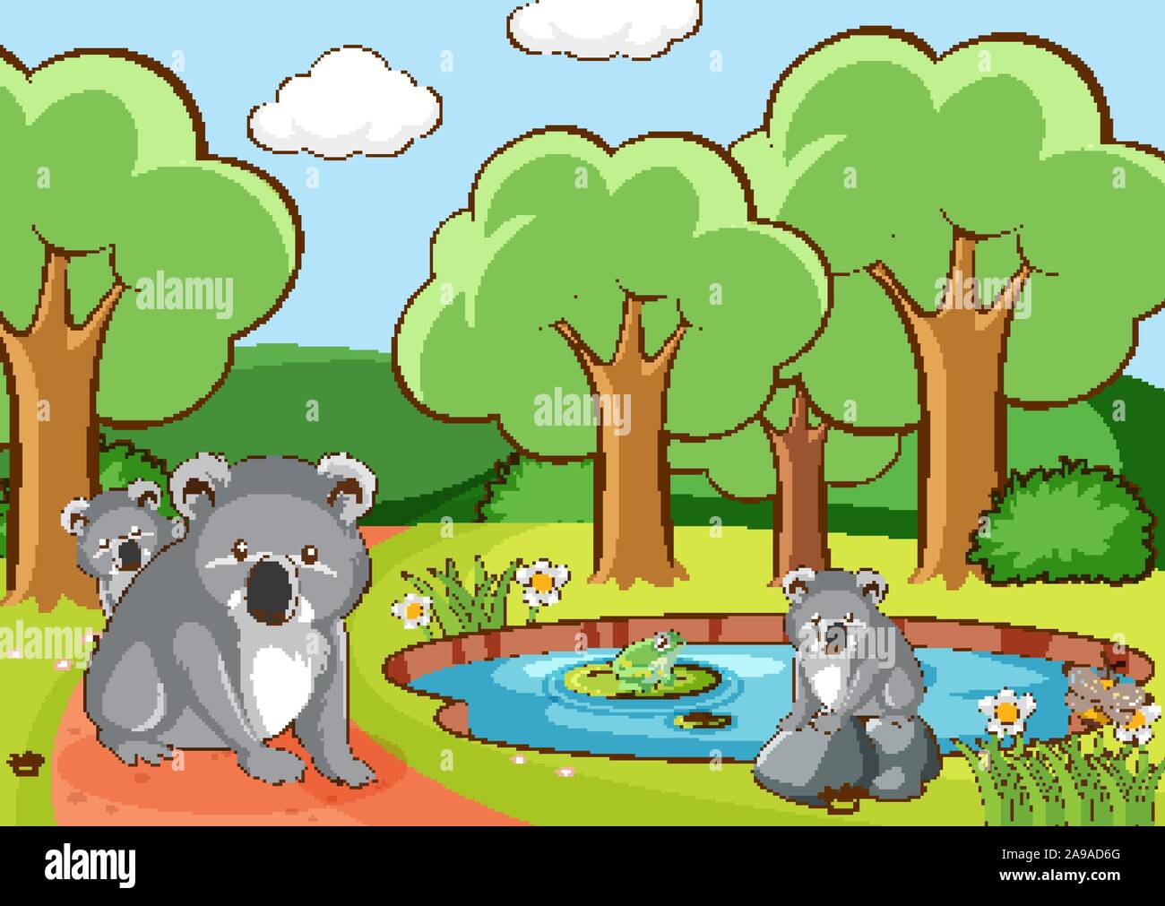 Scene with koala in the park illustration Stock Vector Image & Art - Alamy
