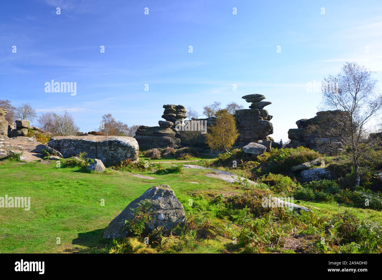 Rocky landscape, Brimham rocks, Nidderdale, North Yorkshire Stock Photo ...