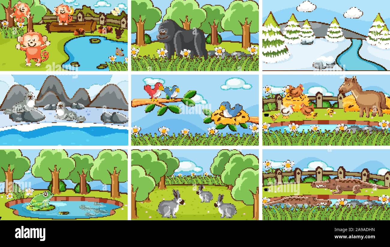 Background scenes of animals in the wild illustration Stock Vector ...