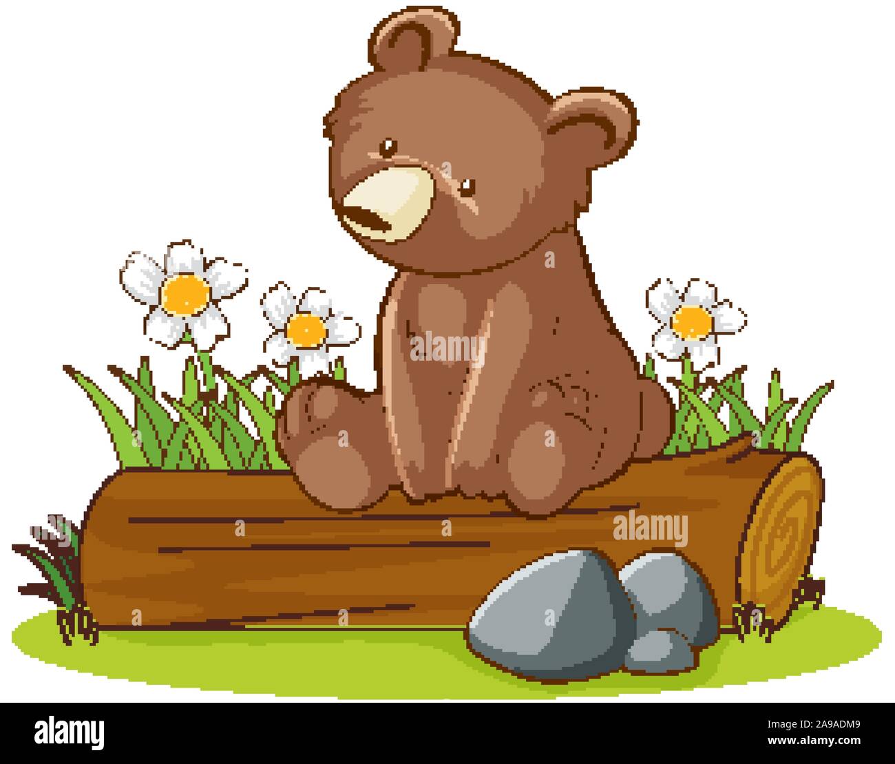 Bear on log Cut Out Stock Images & Pictures - Alamy