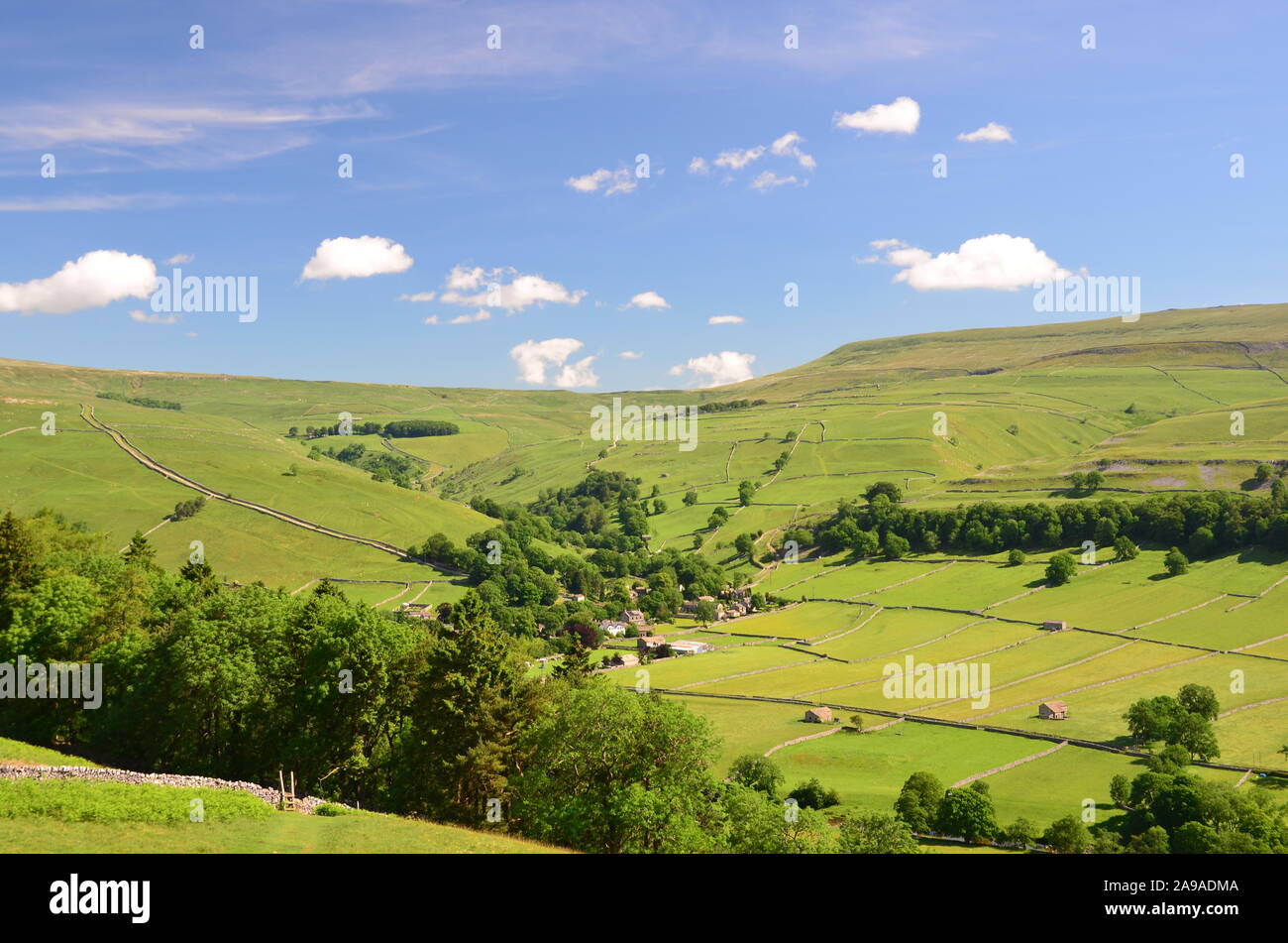 Kettlewell from a distance, North Yorkshire Stock Photo - Alamy