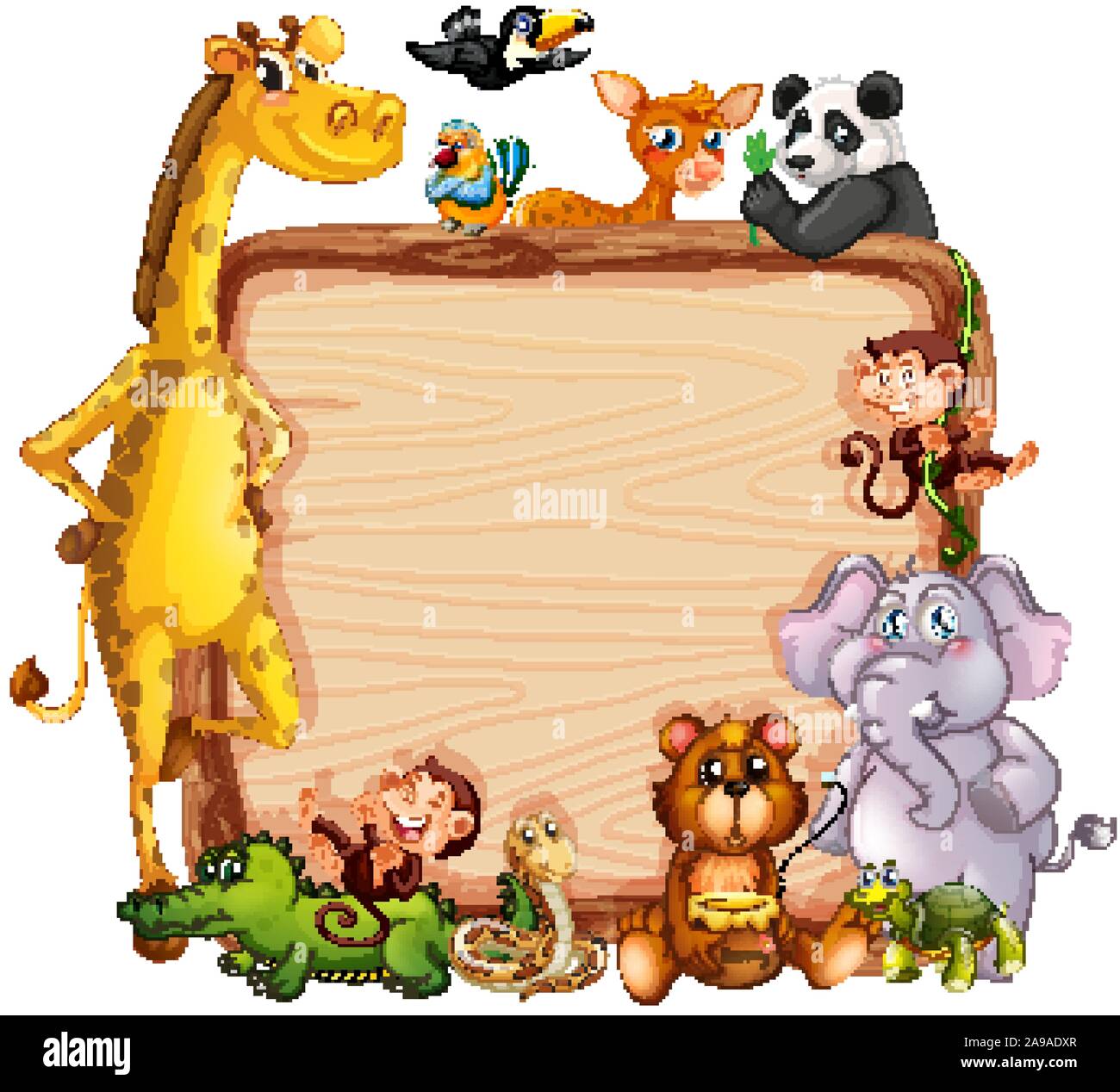 Border template design with cute animals illustration Stock Vector ...