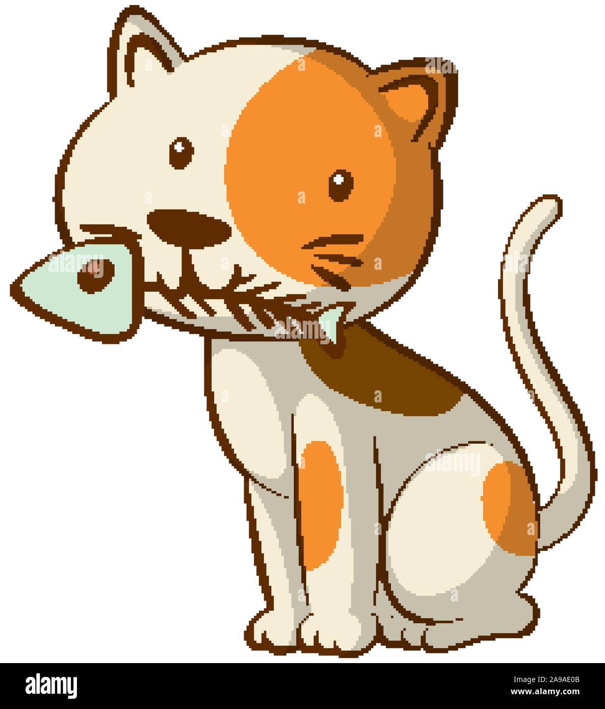 Cat with fish bone illustration Stock Vector Image & Art - Alamy