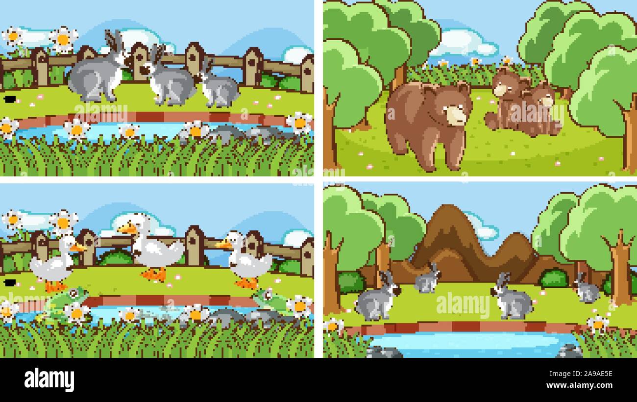 Background scenes of animals in the wild illustration Stock Vector ...
