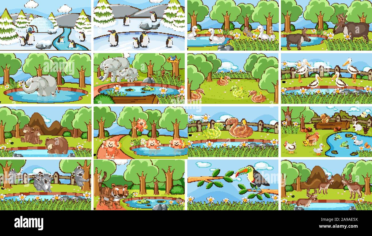 Background scenes of animals in the wild illustration Stock Vector ...