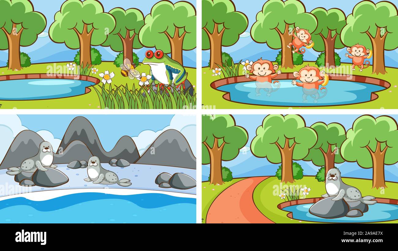 Background scenes of animals in the wild illustration Stock Vector ...