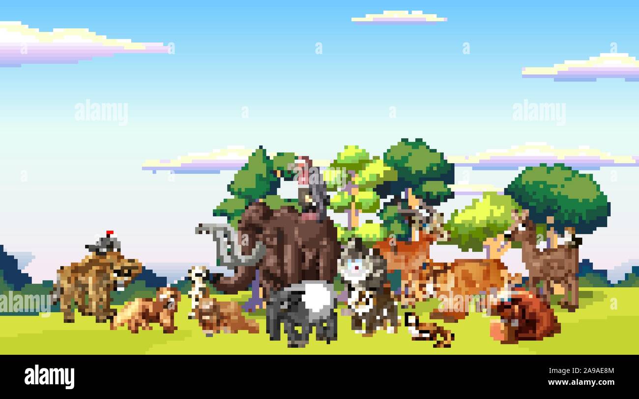 Scene with many animals in the park illustration Stock Vector Image ...